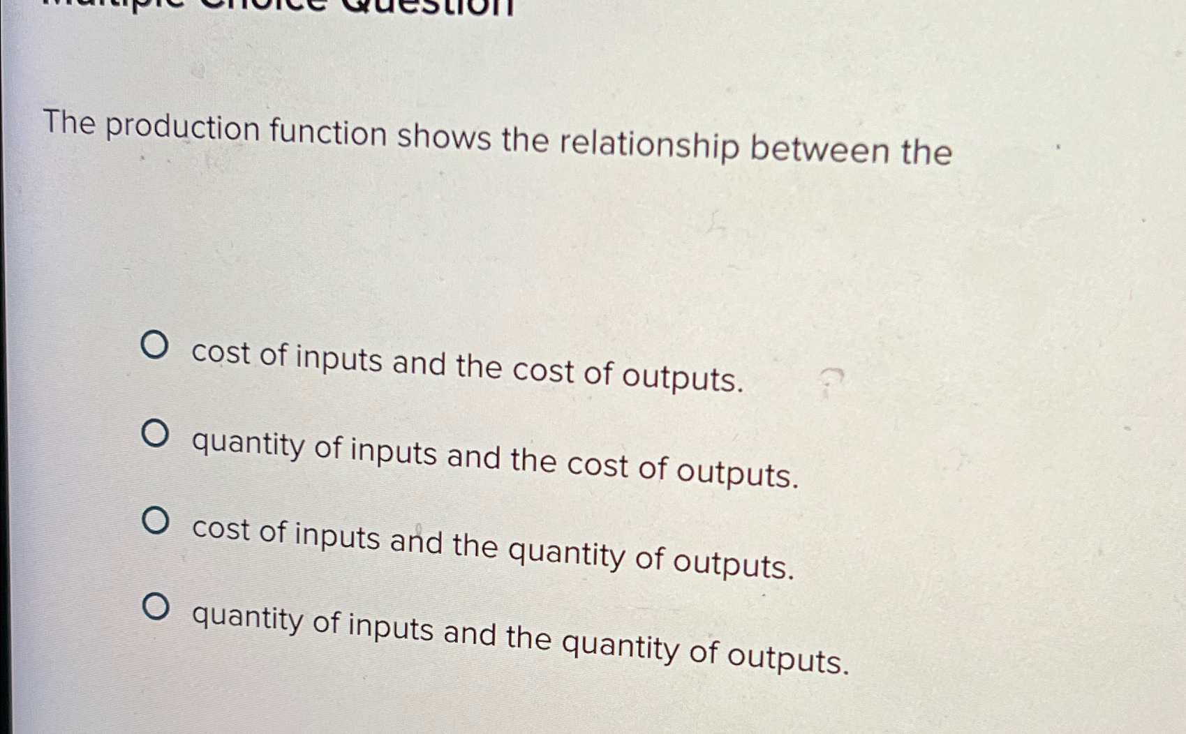 Solved The production function shows the relationship | Chegg.com