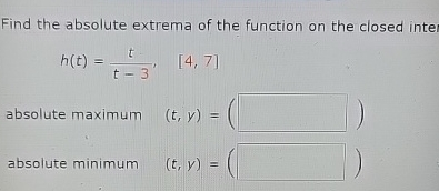 Solved Find the absolute extrema of the function on the | Chegg.com