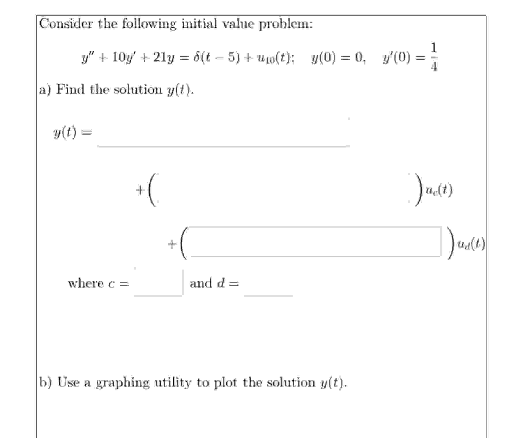 Consider the following initial value | Chegg.com