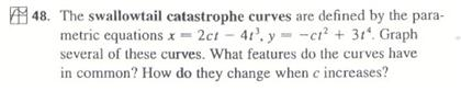 Solved The swallowtail catastrophe curves are defined by the | Chegg.com