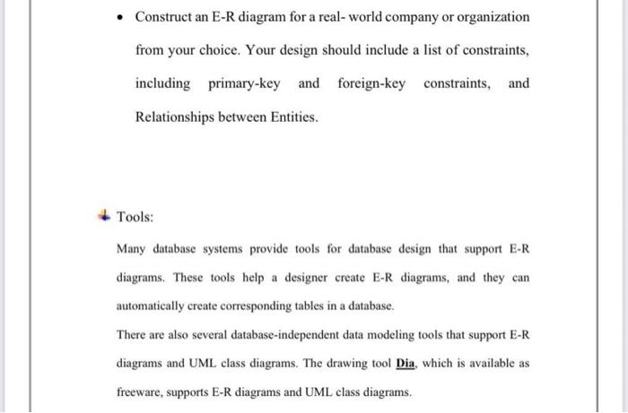 Solved - Construct an E-R diagram for a real- world company | Chegg.com