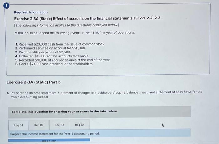 Solved Required information Exercise 2-3A (Static) Effect of | Chegg.com