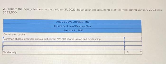 Solved Book Print erences Arcus Development Inc.'s equity | Chegg.com