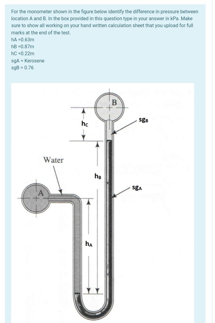 Solved For the monometer shown in the figure below identify | Chegg.com