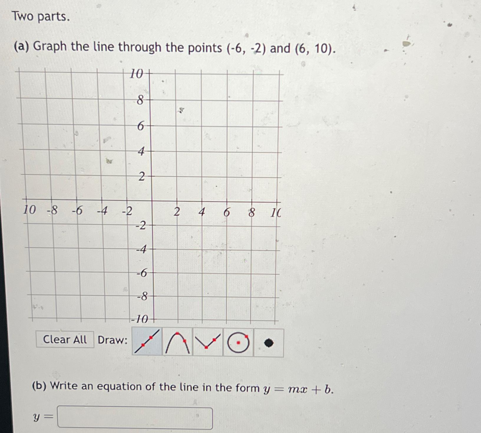 Solved Two parts.(a) ﻿Graph the line through the points | Chegg.com