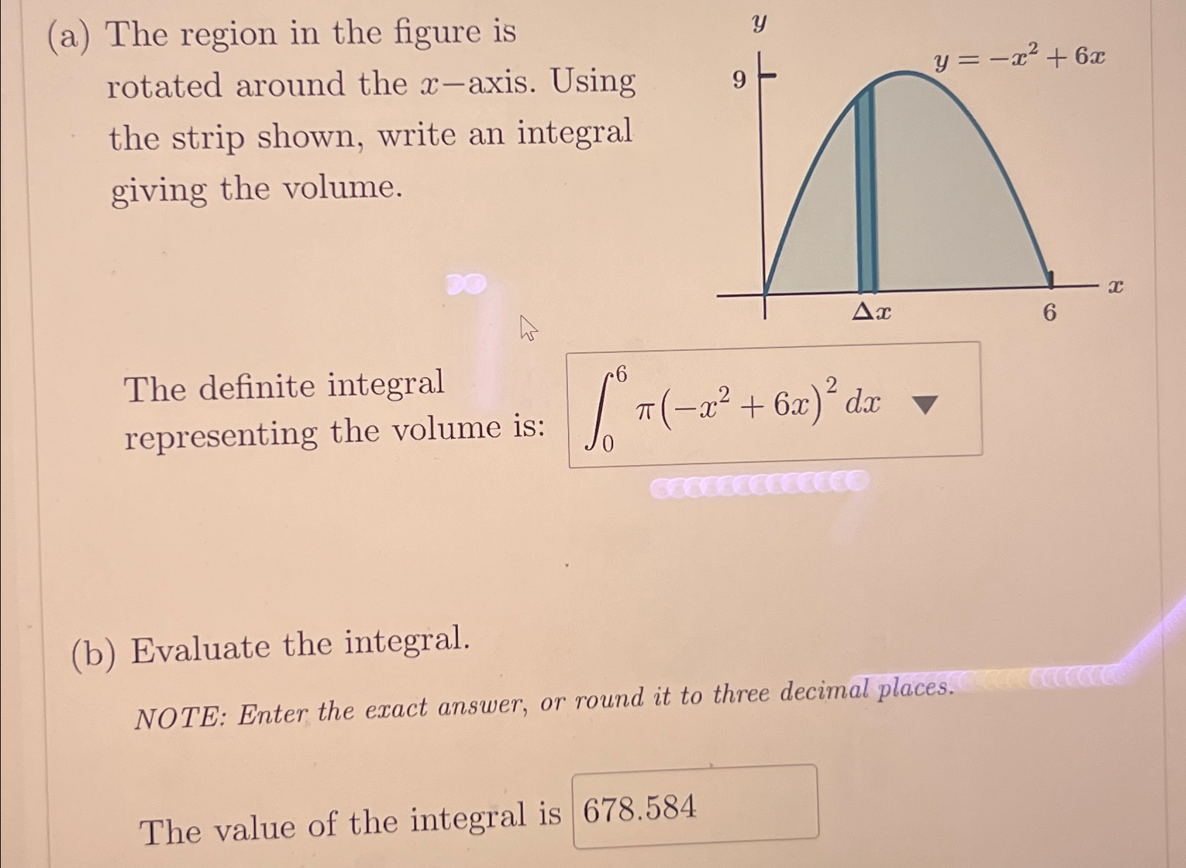 Solved (a) ﻿The region in the figure is rotated around the | Chegg.com