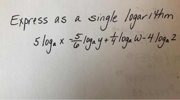 Solved as a single logarithm Express 5 5 loga x - logary + + | Chegg.com