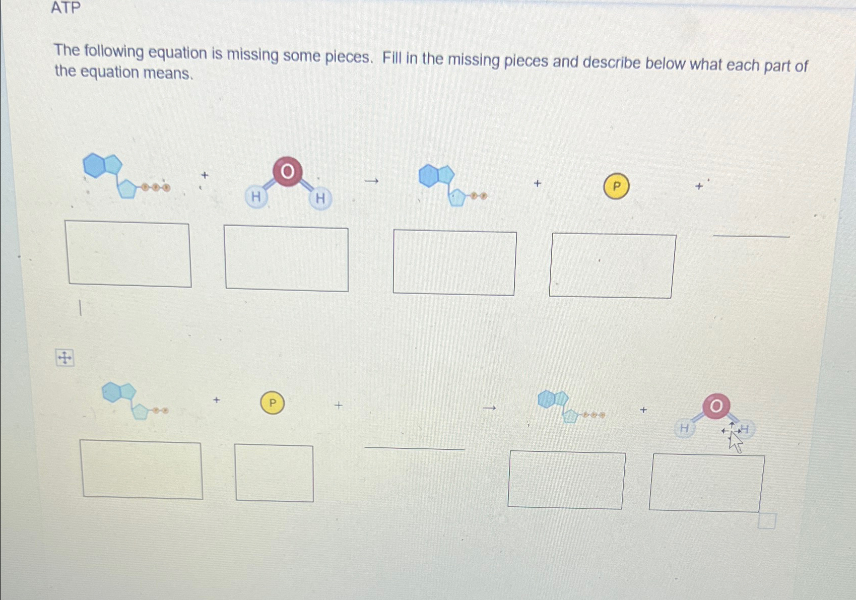 ATPThe following equation is missing some pieces. | Chegg.com