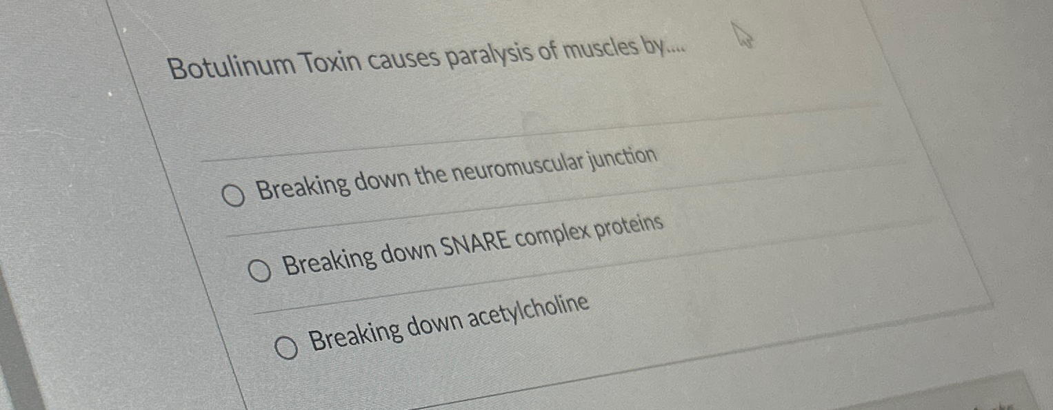 Solved Botulinum Toxin causes paralysis of muscles | Chegg.com