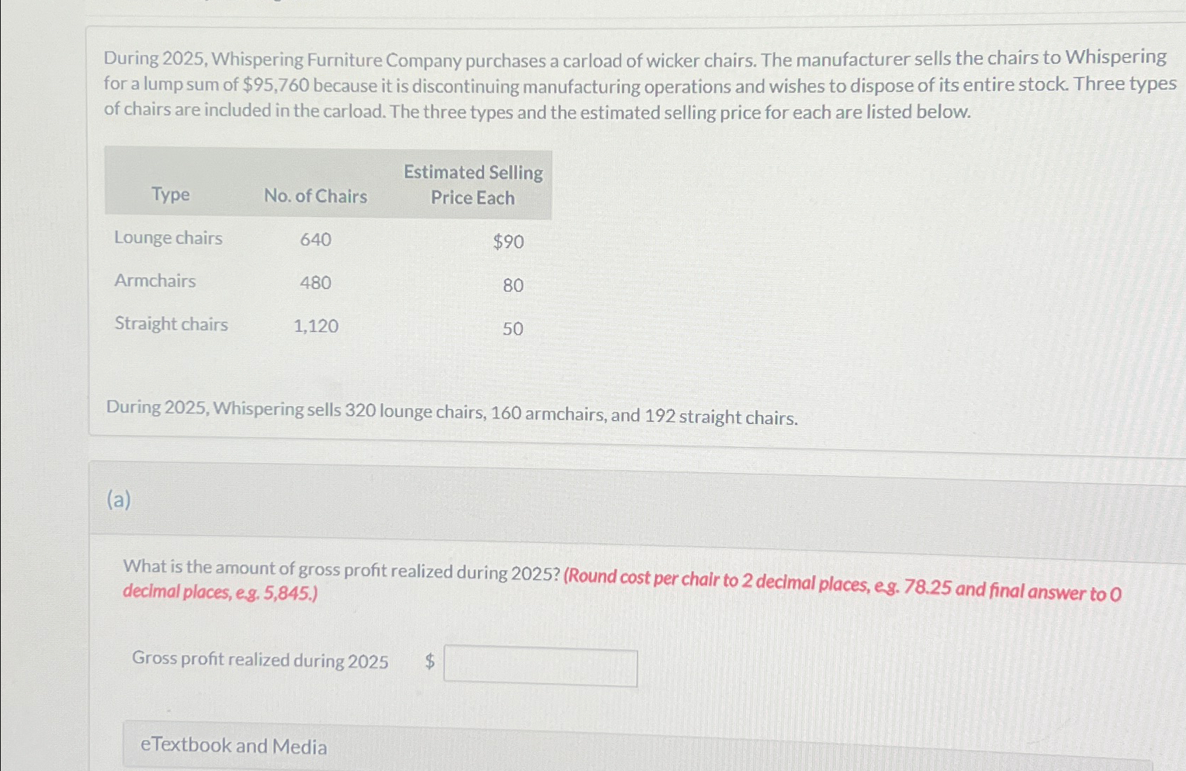 Solved During 2025, ﻿Whispering Furniture Company purchases | Chegg.com