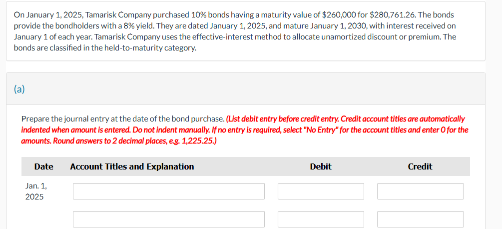 Solved On January 1, 2025, ﻿Tamarisk Company purchased | Chegg.com
