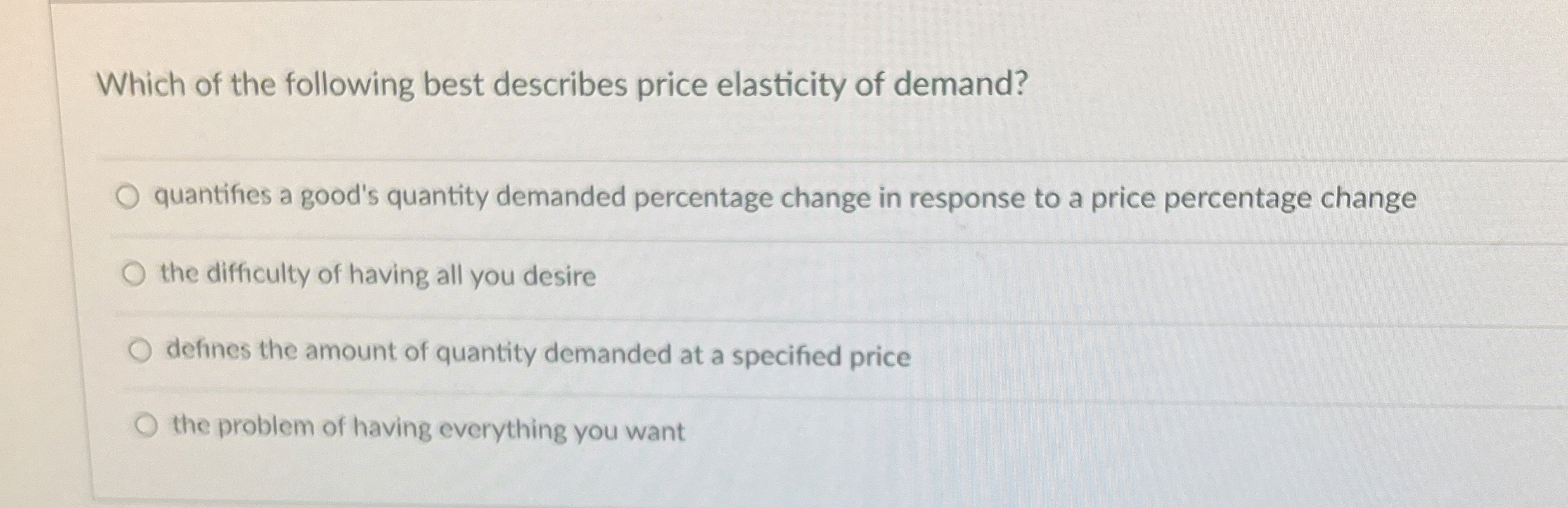 Solved Which of the following best describes price | Chegg.com