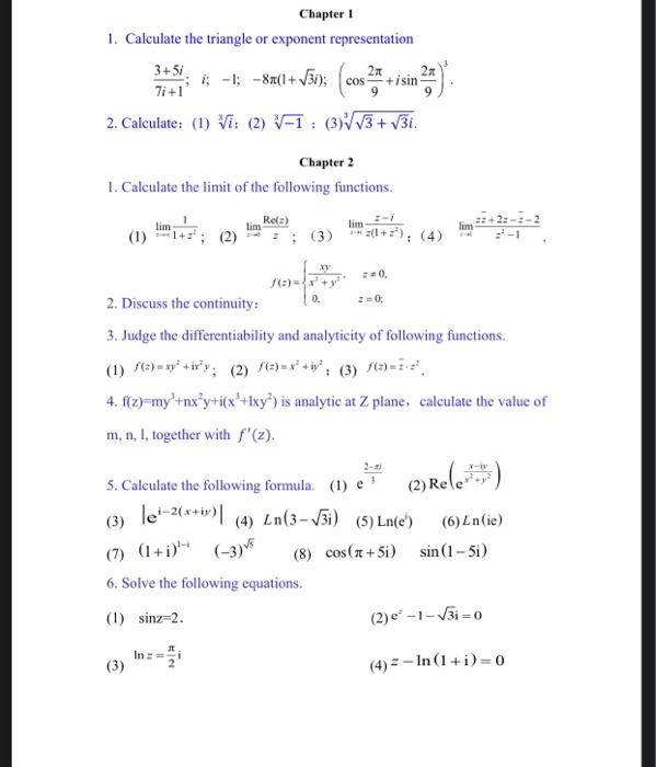 Solved 1. Calculate the triangle or exponent representation | Chegg.com
