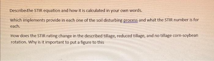 Solved Describe.the STIR equation and how it is calculated | Chegg.com