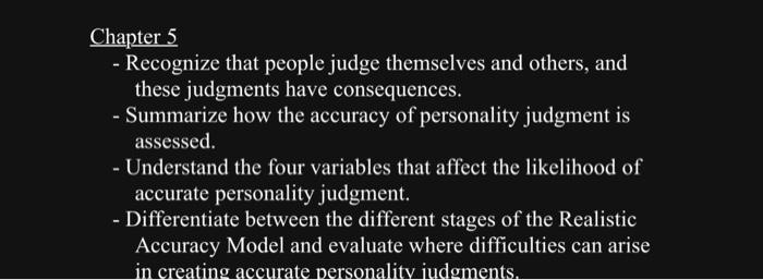 Solved Chapter 5 - Recognize that people judge themselves | Chegg.com