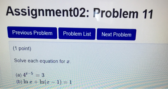 Solved Assignment02 Problem 11 Previous Problem Problem 