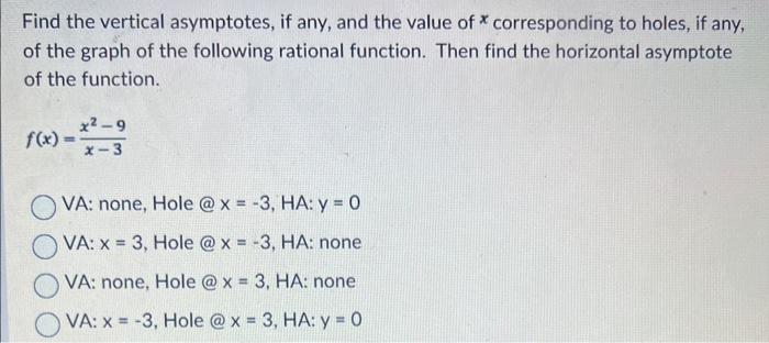 Solved Find the vertical asymptotes, if any, and the value | Chegg.com