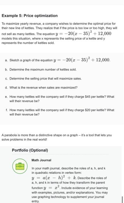 Solved Example 5: Price optimization To maximize yearly | Chegg.com