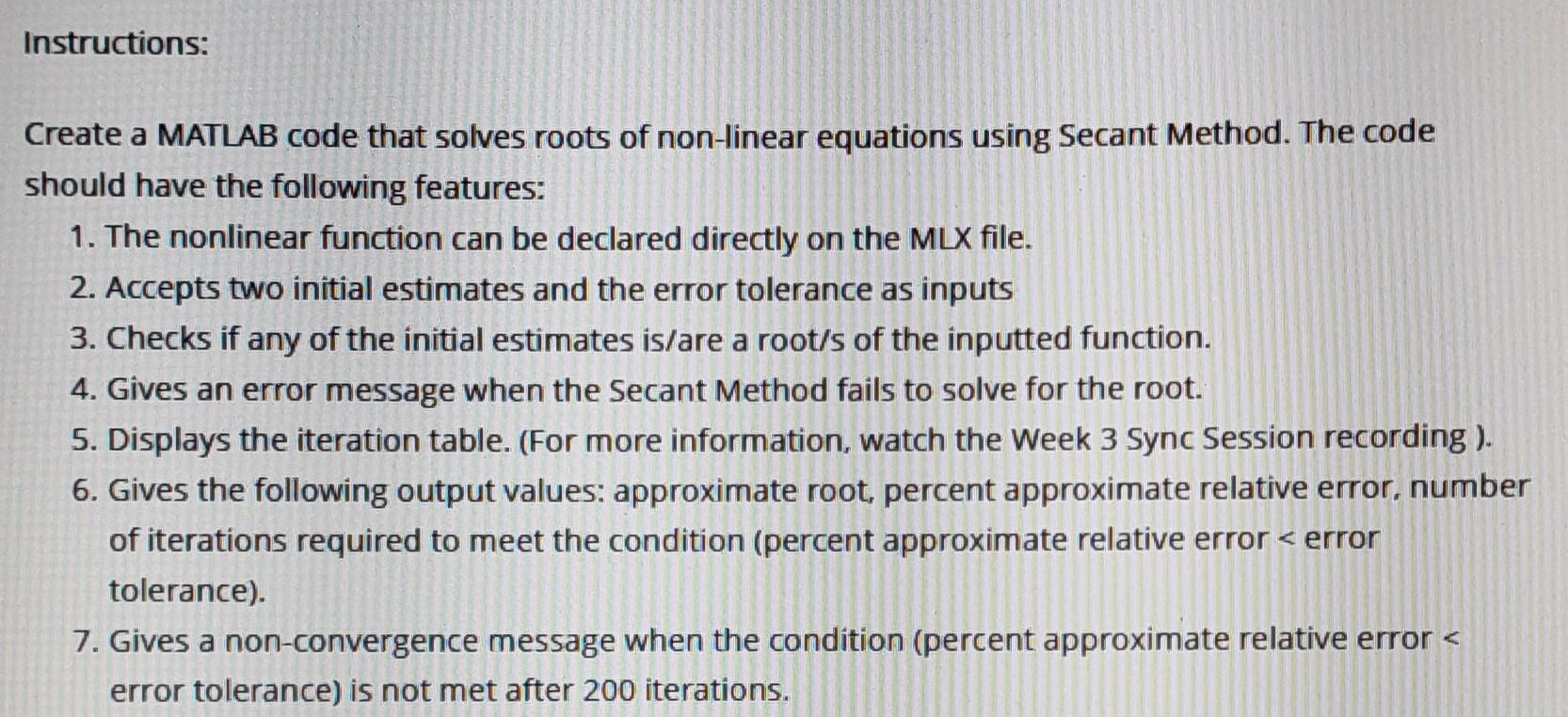 Solved Instructions: Create a MATLAB code that solves roots | Chegg.com
