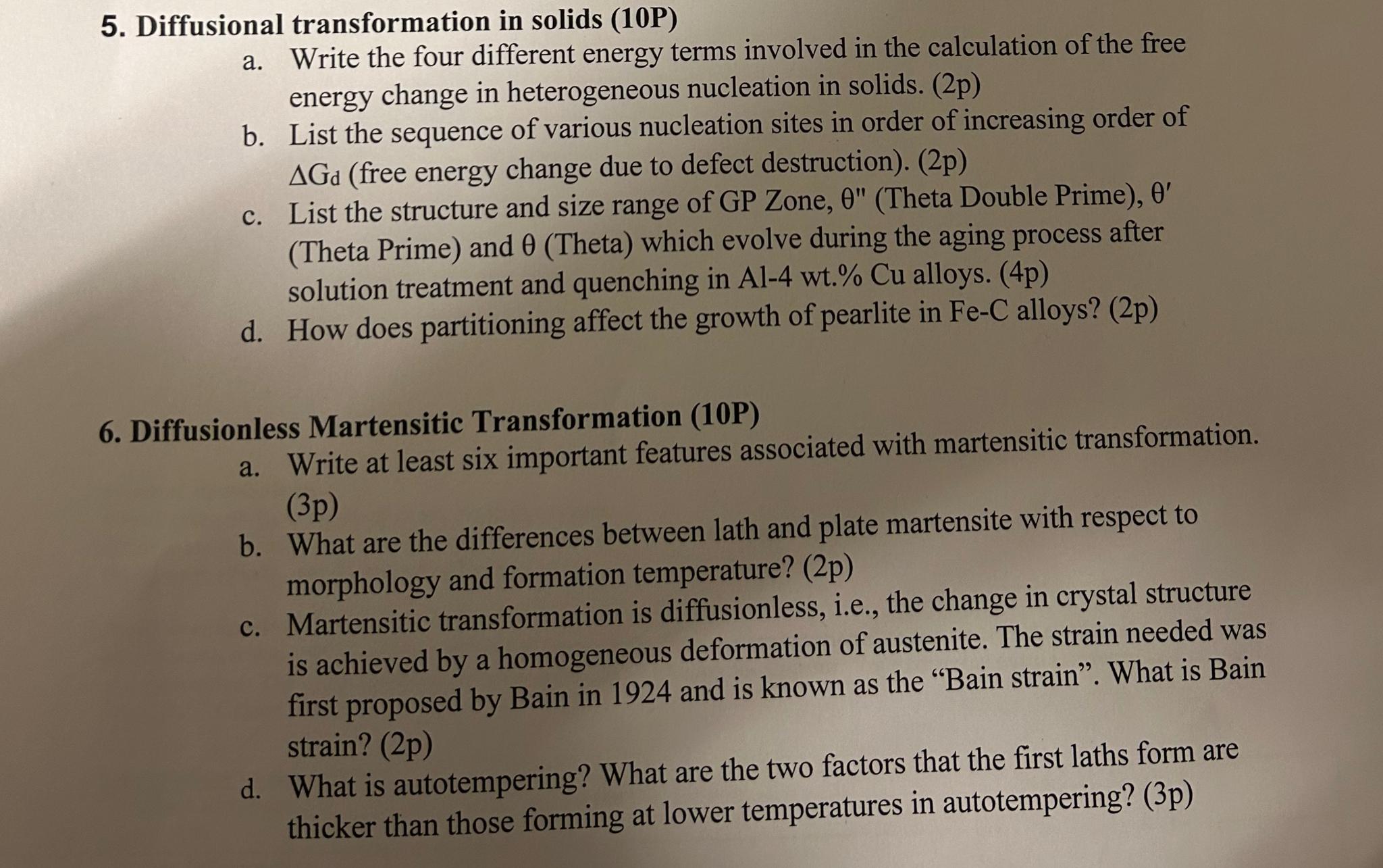 Solved Diffusional transformation in solids (10P)a. ﻿Write | Chegg.com
