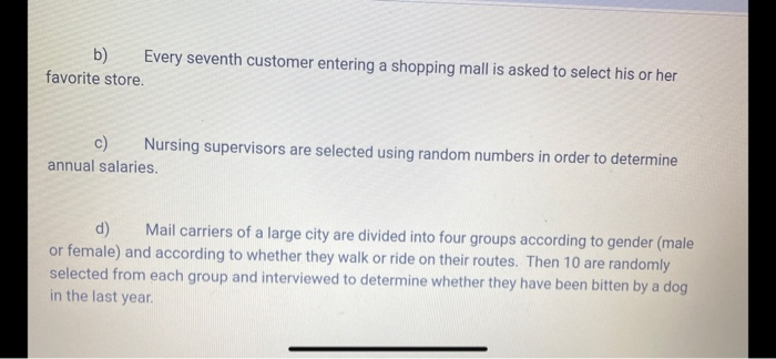 Solved Classify each of the following sampling methods as | Chegg.com
