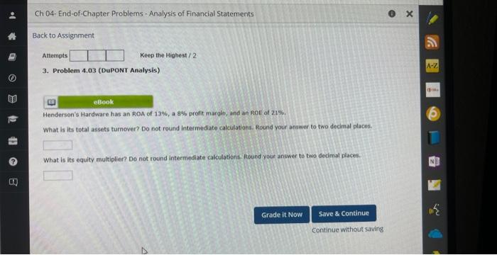 Solved 3. Problem A.03 (DuPONT Analysis) Henderson's | Chegg.com