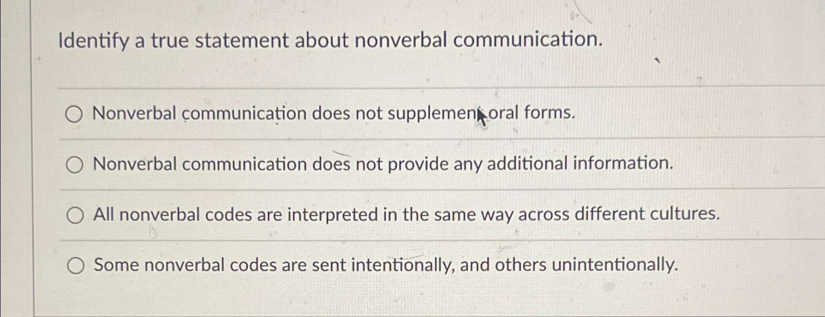 Solved Identify a true statement about nonverbal | Chegg.com