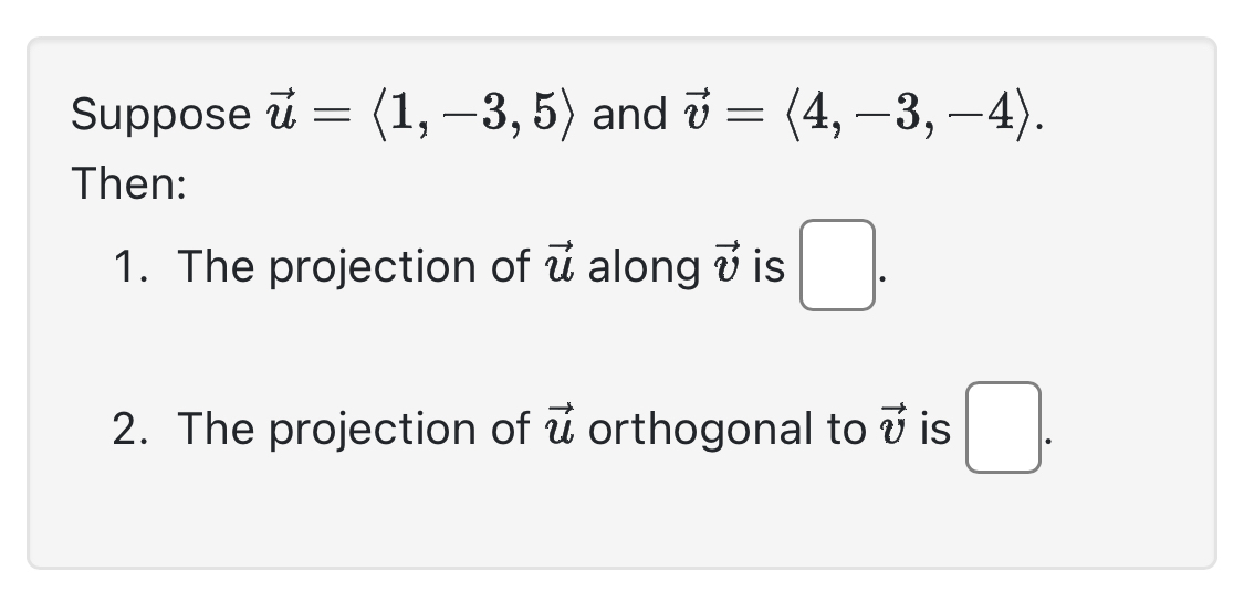 Solved Suppose vec(u)=(:1,-3,5:) ﻿and vec(v)=(:4,-3,-4:). | Chegg.com