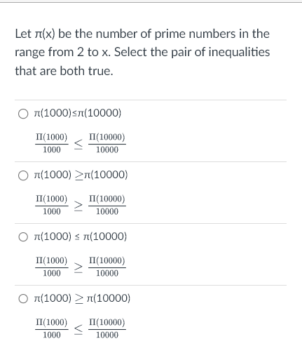 Solved Let π(x) ﻿be the number of prime numbers in therange | Chegg.com