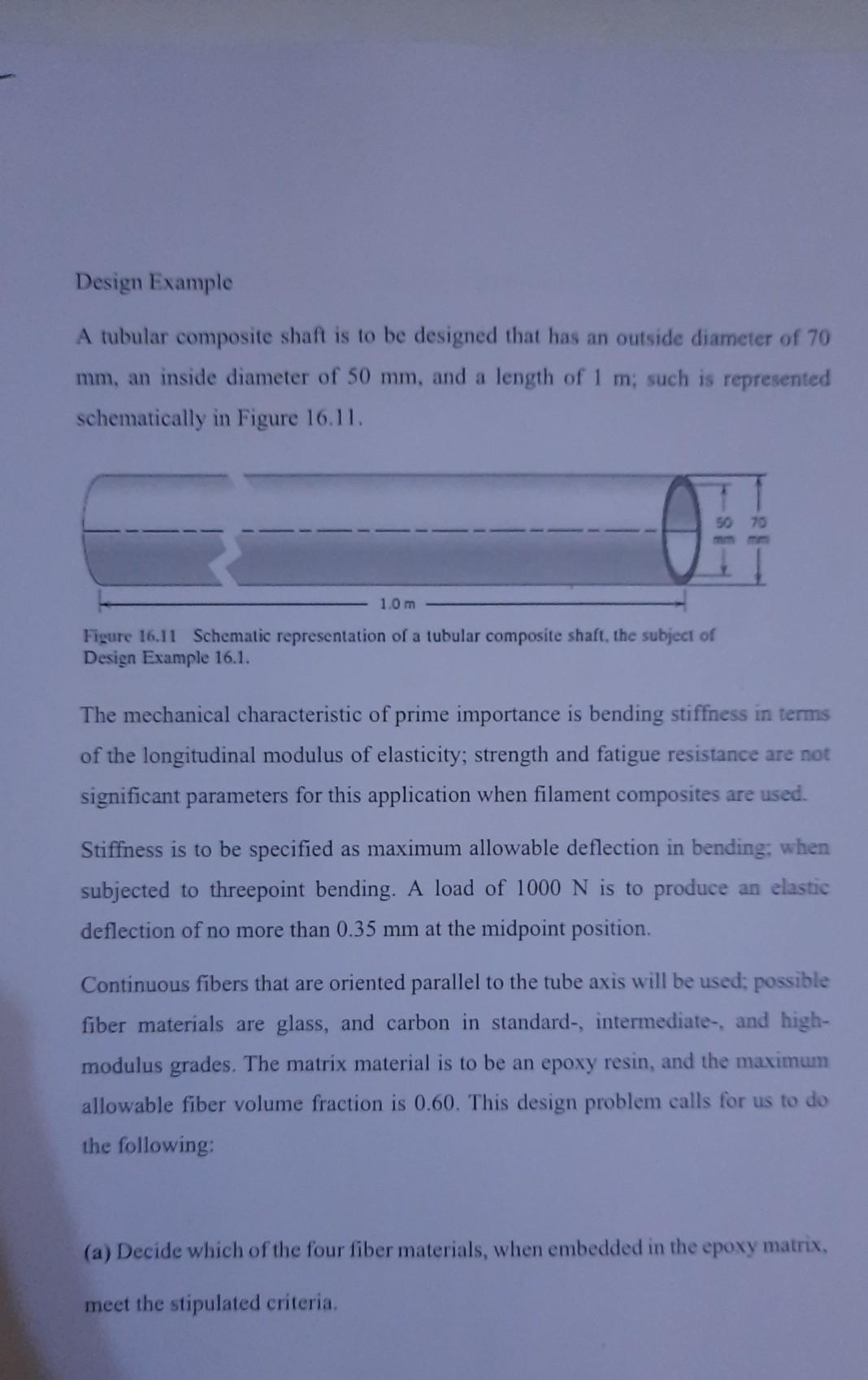 Solved Design Example A tubular composite shaft is to be | Chegg.com
