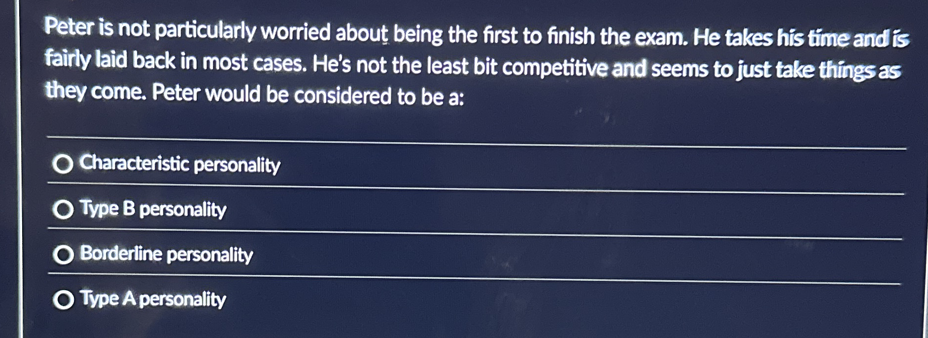 Solved Peter is not particularly worried about being the | Chegg.com