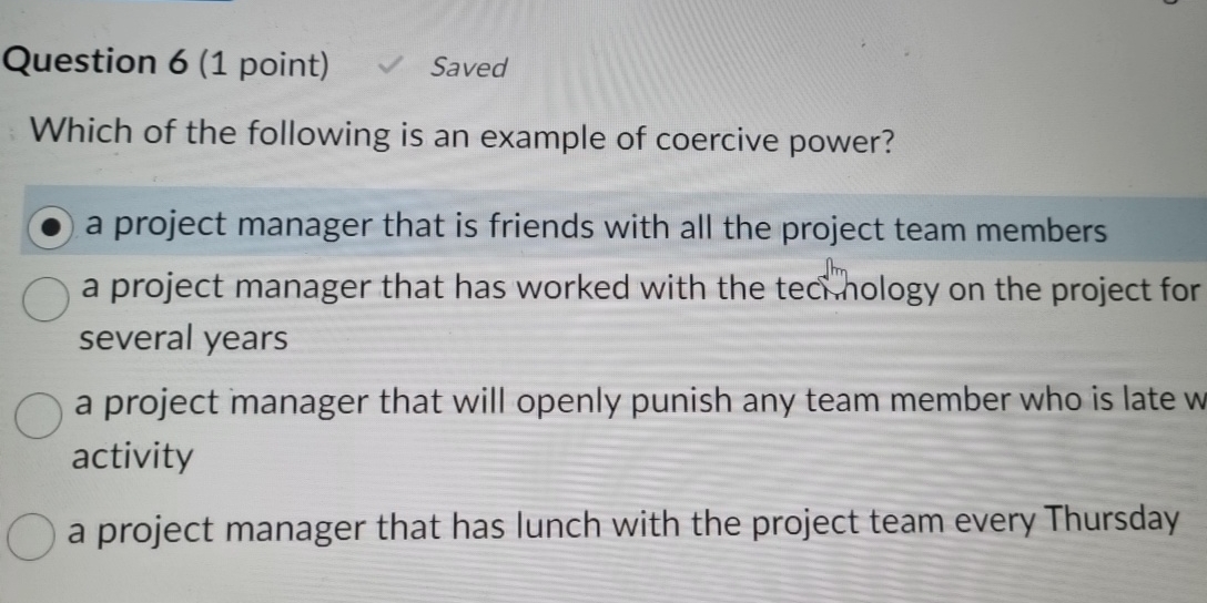 Solved Question 6 (1 ﻿point)SavedWhich of the following is | Chegg.com
