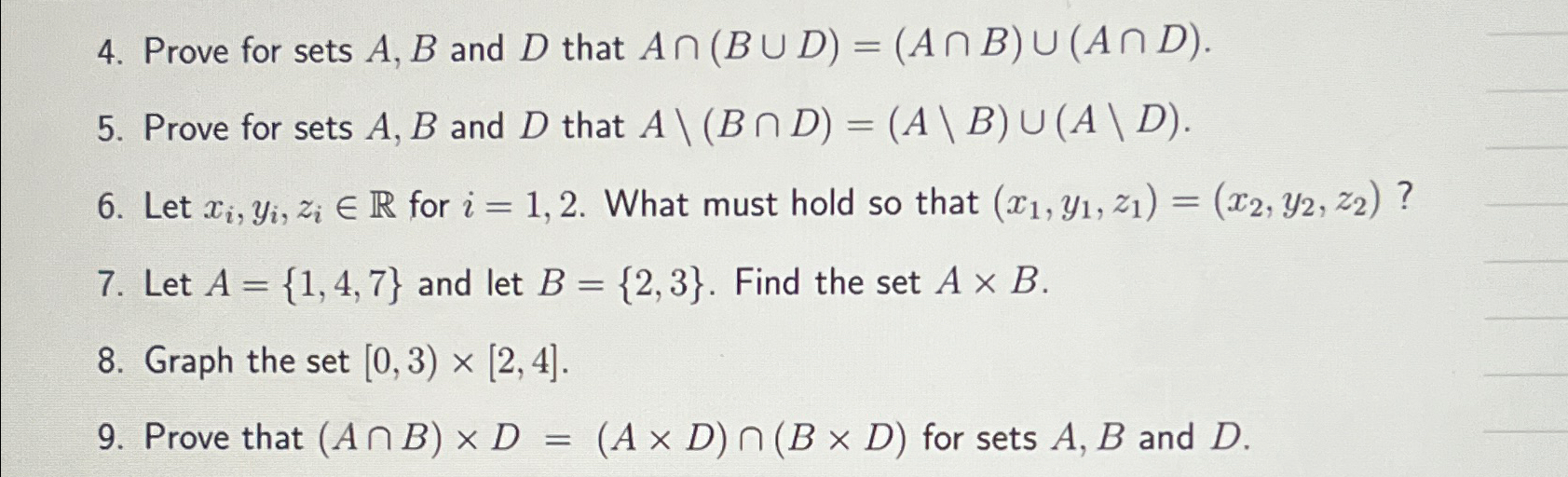 Solved Prove for sets A,B ﻿and D ﻿that | Chegg.com