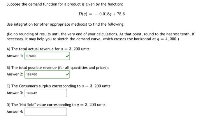 Solved Suppose the demand function for a product is given by | Chegg.com