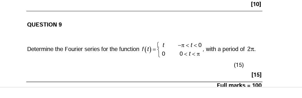 Solved Determine the Fourier series for the function | Chegg.com