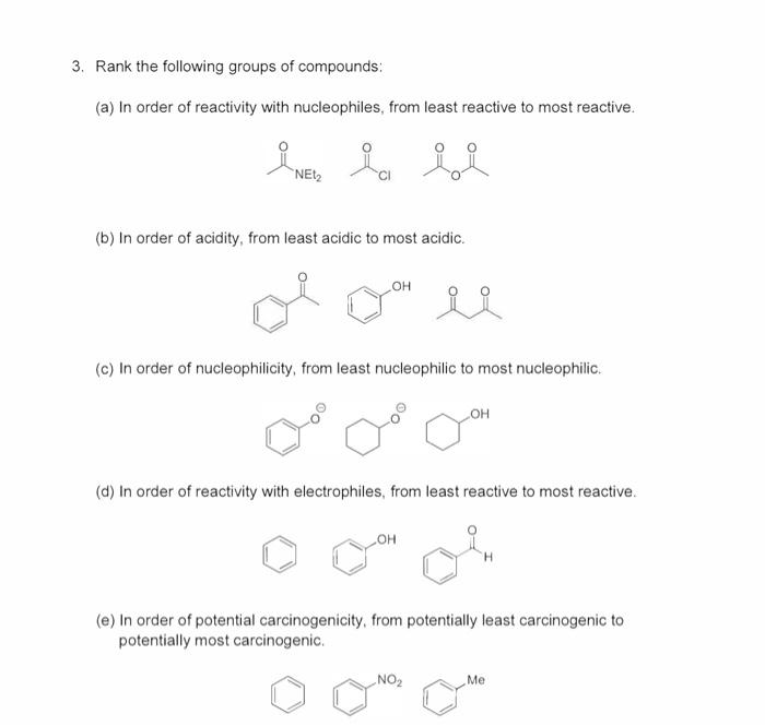 Solved 3. Rank the following groups of compounds: (a) In | Chegg.com