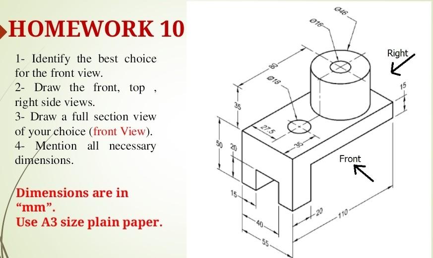 1- Identify the best choice for the front view. 2- | Chegg.com