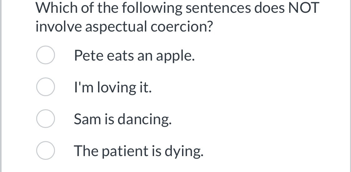 Solved Which of the following sentences does NOT involve | Chegg.com