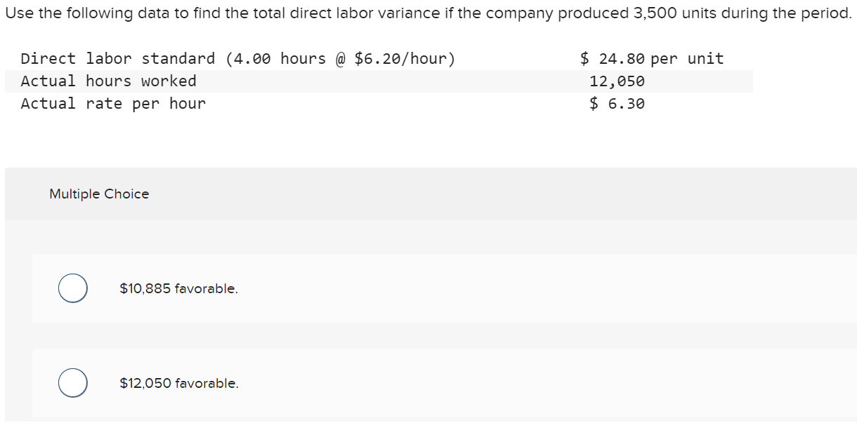 Solved Use the following data to find the total direct labor | Chegg.com