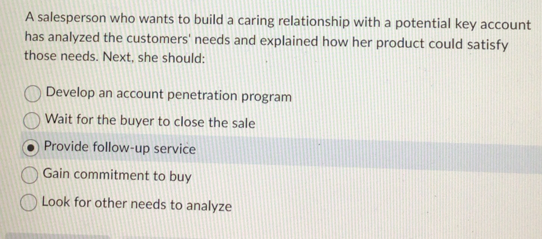 Solved A salesperson who wants to build a caring | Chegg.com