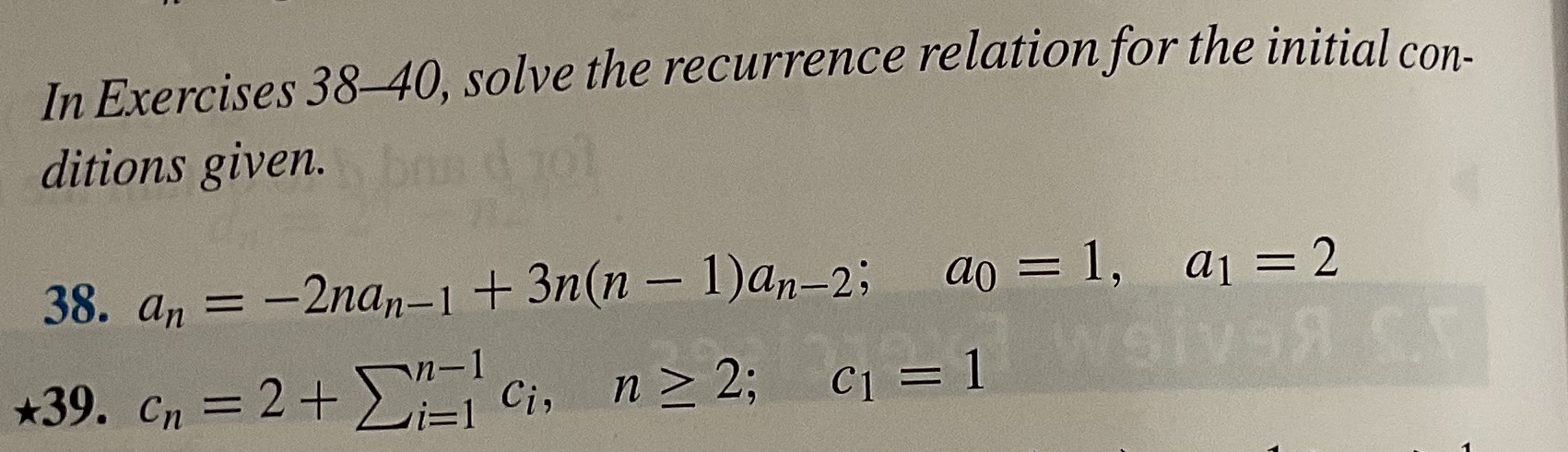 In Exercises 38-40, ﻿solve the recurrence relation | Chegg.com