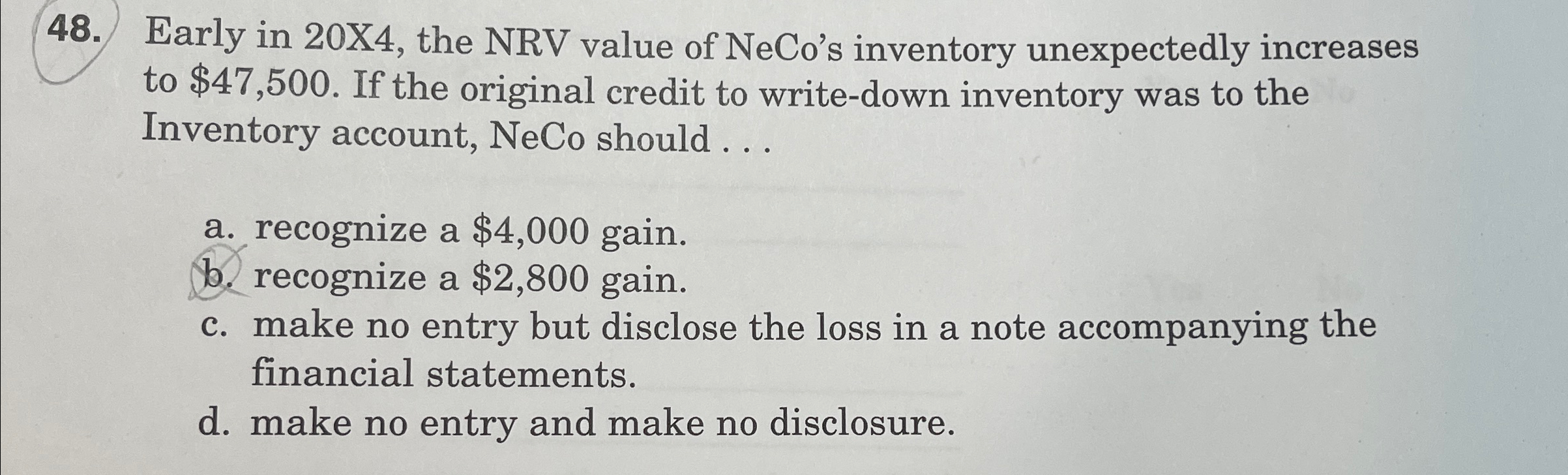 Solved Early in 20x4, ﻿the NRV value of NeCo's inventory | Chegg.com