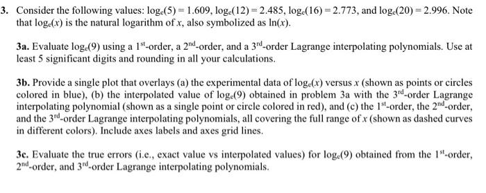 Solved Consider the following values: | Chegg.com