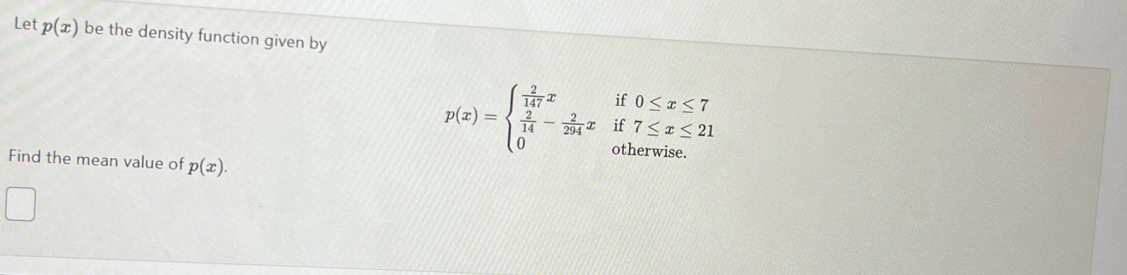 Solved Let p(x) ﻿be the density function given | Chegg.com