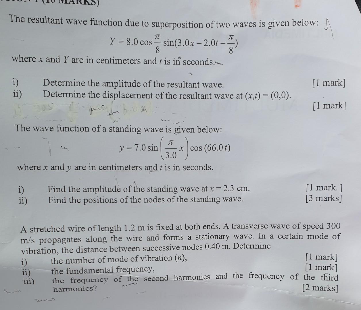 Solved The resultant wave function due to superposition of | Chegg.com