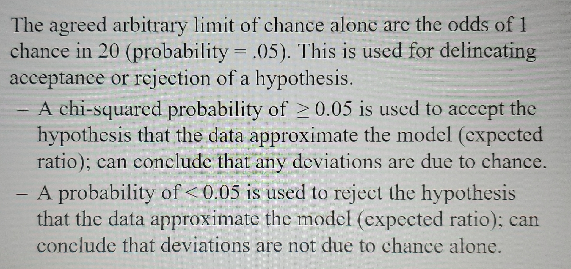 Solved The agreed arbitrary limit of chance alone are the | Chegg.com