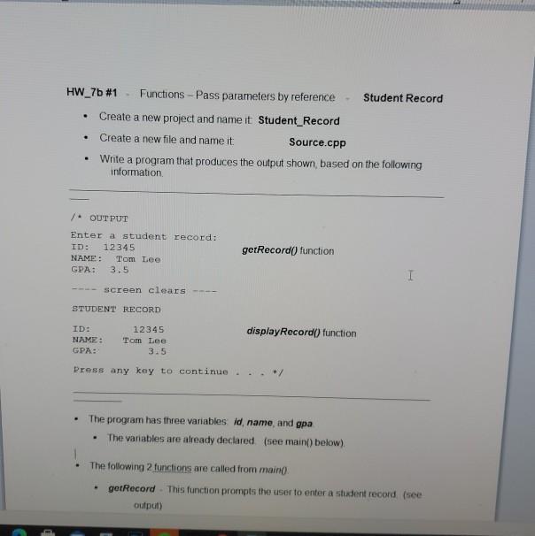 Solved HW_7b #1 Functions - Pass parameters by reference | Chegg.com