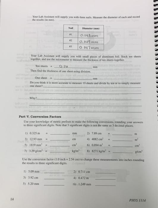 Solved Experiment 1 Measurement and Metrics Instructor Name | Chegg.com
