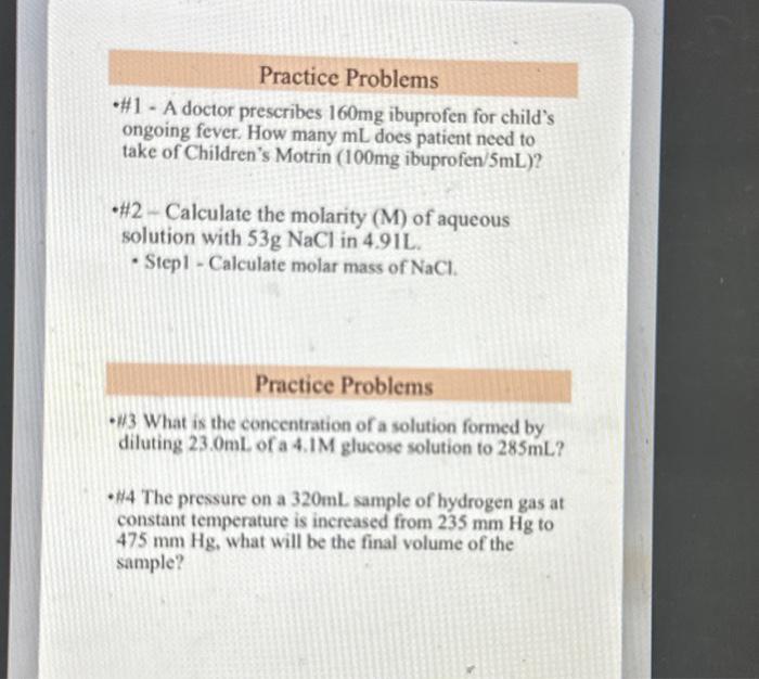 Solved Practice Problems -\#1 - A doctor prescribes 160mg | Chegg.com