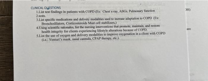 CUNICAL QUESTIONS 1.List test findings in patients | Chegg.com